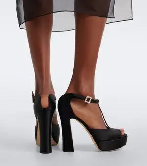 MALONE SOULIERS Nomi Embellished Satin Platform Sandals