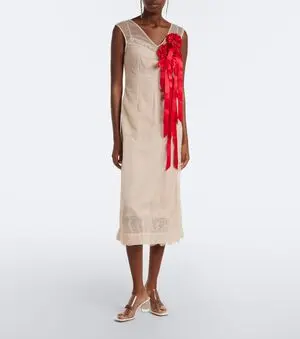 Simone Rocha Embellished Floral-appliqué Tulle Midi Dress