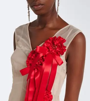 Simone Rocha Embellished Floral-appliqué Tulle Midi Dress