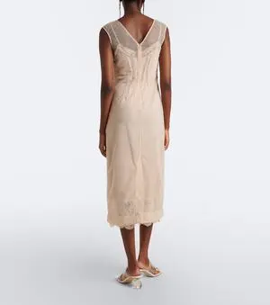 Simone Rocha Embellished Floral-appliqué Tulle Midi Dress