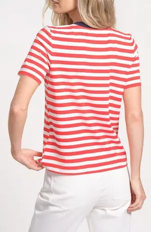 ISAAC MIZRAHI NEW YORK Striped Crewneck T-shirt - Red Multi