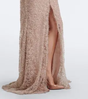 MARMAR HALIM Embellished Off-shoulder Lace Gown