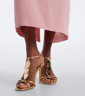 MALONE SOULIERS Kali Embellished Metallic Leather Sandals