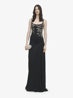 Alexander McQueen Sleeveless Evening Dress With Floral Embroidery