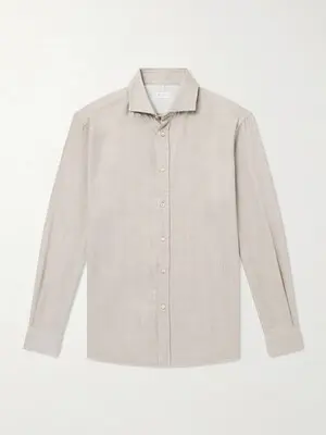 Brunello Cucinelli Herringbone Cotton And Lyocell-blend Shirt