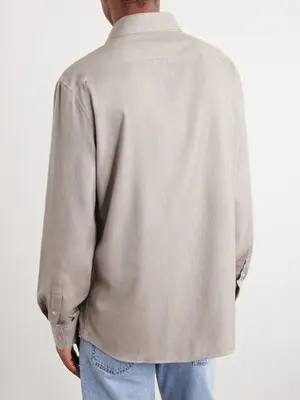 Brunello Cucinelli Herringbone Cotton And Lyocell-blend Shirt