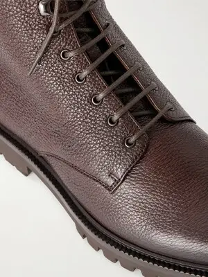 Brunello Cucinelli Shearling-lined Full-grain Leather Lace-up Boots