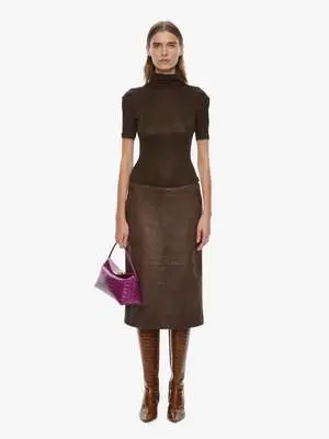 Christopher Esber Redux Ribbed Leather Tee Dress