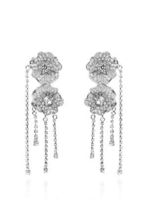 Alessandra Rich Flower-shaped Clip-on Earrings - Silver