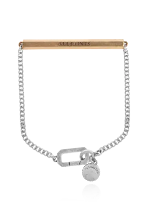 ALLSAINTS Brass And Sterling Link Bracelet With Cubic Zirconia - Silver