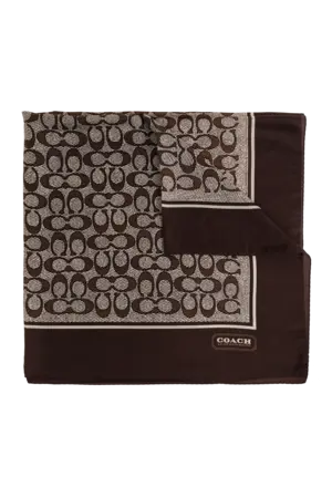 COACH Silk Scarf With Monogram - Brown