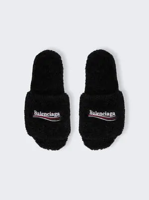Balenciaga Embroidered Furry Slide Sandals