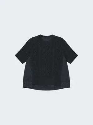 Sacai Denim X Cotton Knit Pullover - Black