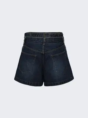 Sacai Denim X Nylon Twill Shorts And Khaki