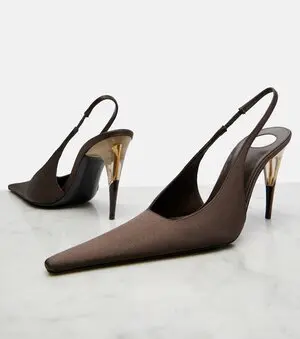 Saint Laurent Goya Crêpe Satin Slingback Pumps