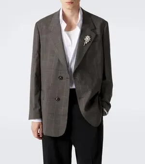 Simone Rocha Checked Embellished Wool Blazer