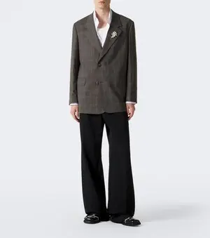 Simone Rocha Checked Embellished Wool Blazer