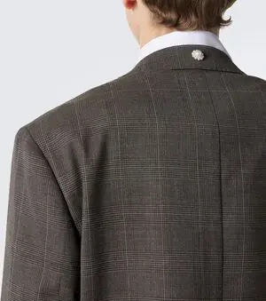 Simone Rocha Checked Embellished Wool Blazer