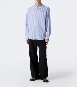 Simone Rocha Embellished Striped Cotton Poplin Shirt