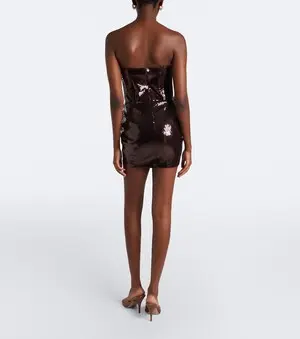 THE NEW ARRIVALS ILKYAZ OZEL Sequined Draped Corset Dress