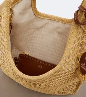 Miu Miu Ivy Crochet Raffia Tote Bag