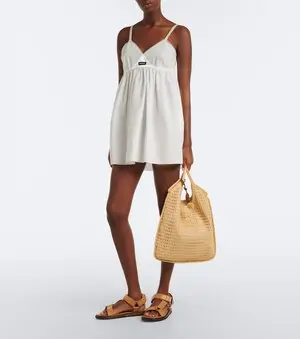 Miu Miu Ivy Crochet Raffia Tote Bag