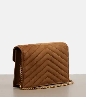 Saint Laurent Cassandre Mini Suede Wallet On Chain