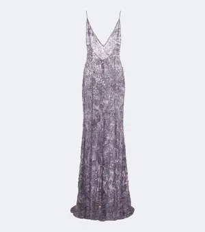 THE NEW ARRIVALS ILKYAZ OZEL Claudie Sequined Lace Gown