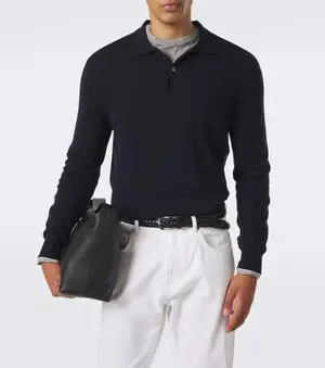 Arch4 Mr Swansea Cashmere Polo Sweater - Blue