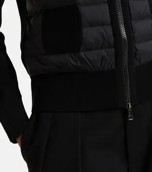 Moncler Tricot Down-paneled Virgin Wool Cardigan - Black