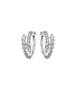 BUCHERER FINE JEWELLERY Diamond Twist 18kt White Gold Earrings With Diamonds - Silver
