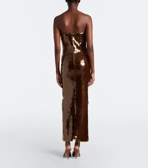 THE NEW ARRIVALS ILKYAZ OZEL Pulse Sequined Bustier Dress