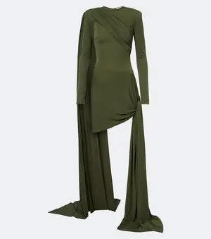 THE NEW ARRIVALS ILKYAZ OZEL Draped Gathered Mini Dress - Green