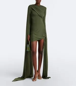 THE NEW ARRIVALS ILKYAZ OZEL Draped Gathered Mini Dress - Green