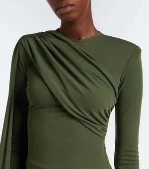THE NEW ARRIVALS ILKYAZ OZEL Draped Gathered Mini Dress - Green