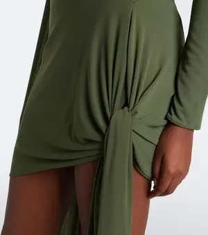 THE NEW ARRIVALS ILKYAZ OZEL Draped Gathered Mini Dress - Green