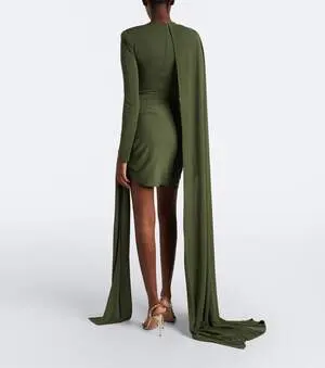 THE NEW ARRIVALS ILKYAZ OZEL Draped Gathered Mini Dress - Green