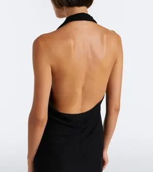 Gucci Draped Halterneck Crêpe Jersey Minidress