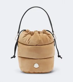 Moncler Caradoc Small Suede Down Bucket Bag - Beige