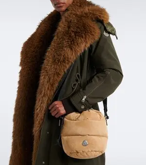 Moncler Caradoc Small Suede Down Bucket Bag