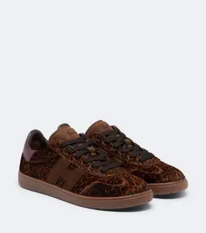 Hogan H647 Leopard-print Calf Hair Sneakers - Brown