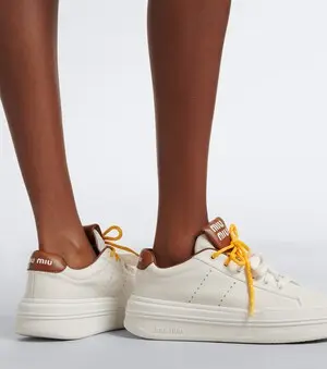 Miu Miu Leather Platform Sneakers