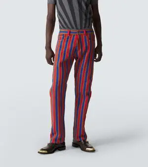 Versace Striped Straight Leg Jeans