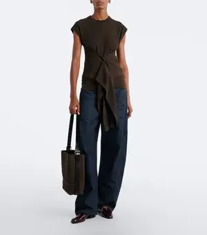LEMAIRE Belted Medium Leather Tote Bag