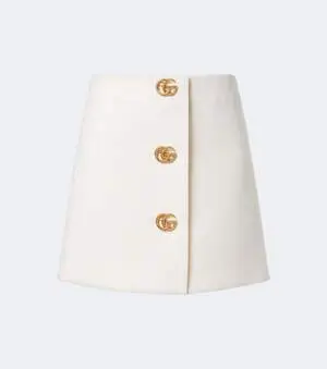 Gucci Double G Wool Crêpe Miniskirt - White