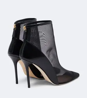 MALONE SOULIERS Arc Pointed Toe Mesh And Leather Ankle Boots