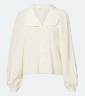 FRAME Gala Silk Georgette Blouse - White