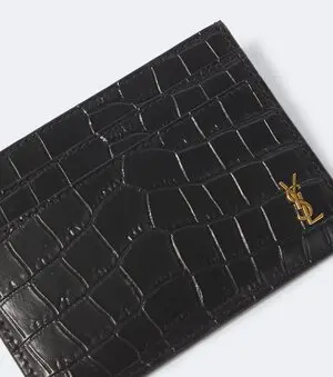 Saint Laurent Cassandre Croc-effect Leather Card Holder