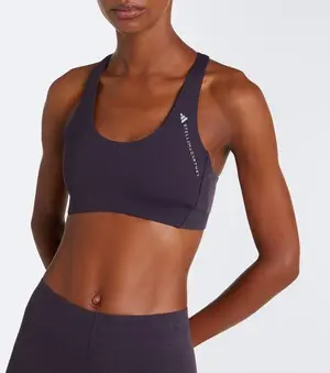 Adidas By Stella McCartney Logo Jersey Sports Bra - Purple