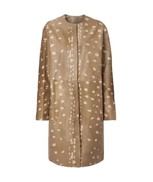 Loulou De Saison Liza Printed Leather Coat - Beige